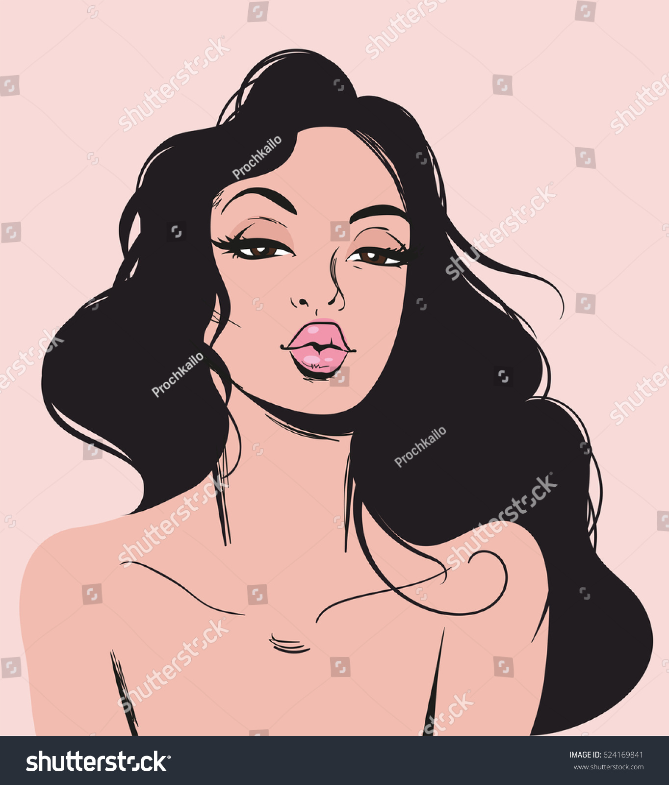 Elegant Romantic Sexy Woman Pop Art Stock Vector Royalty Free 624169841