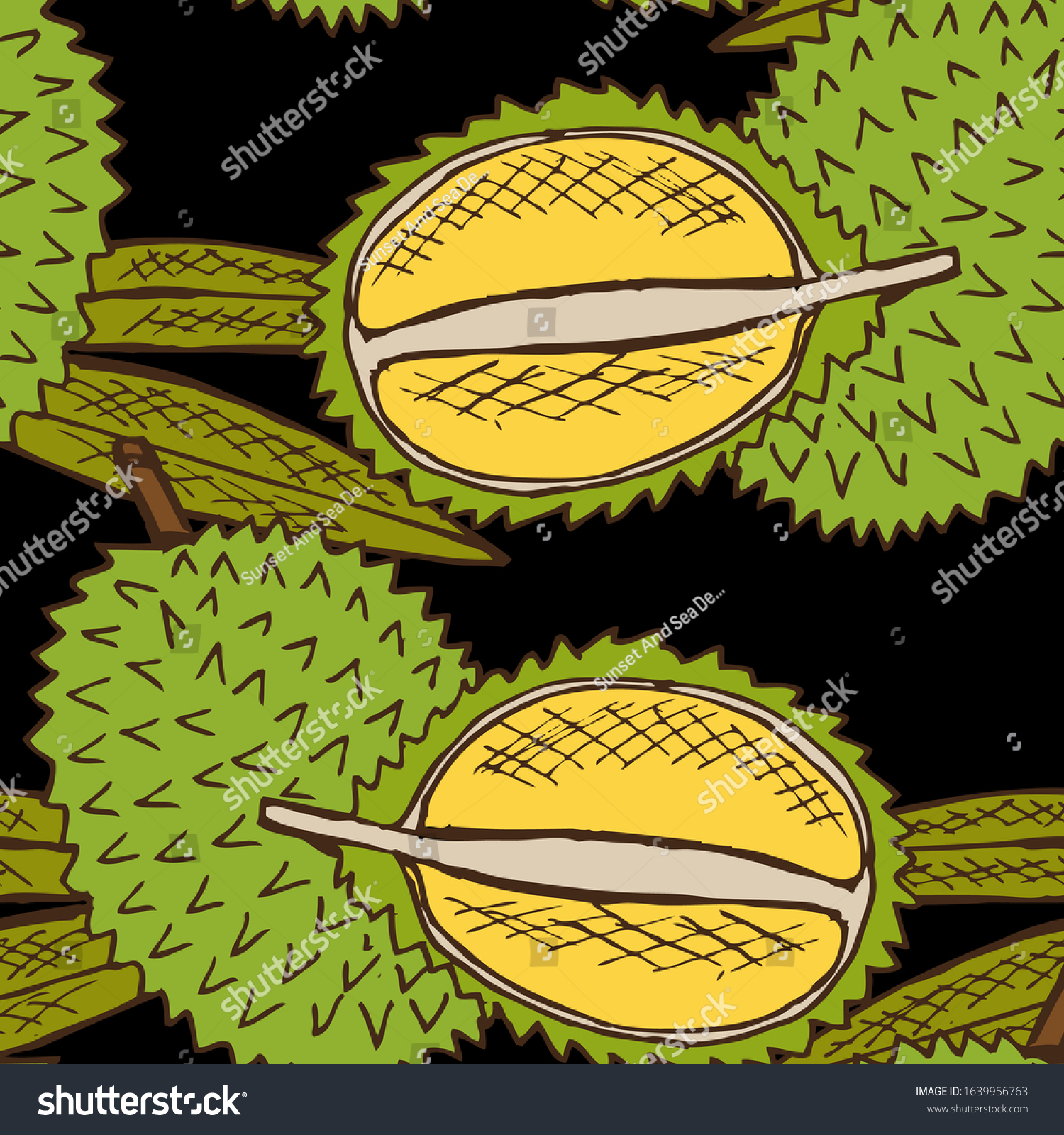 Elegant Seamless Pattern Durian Fruits Design Stock Vector (Royalty ...