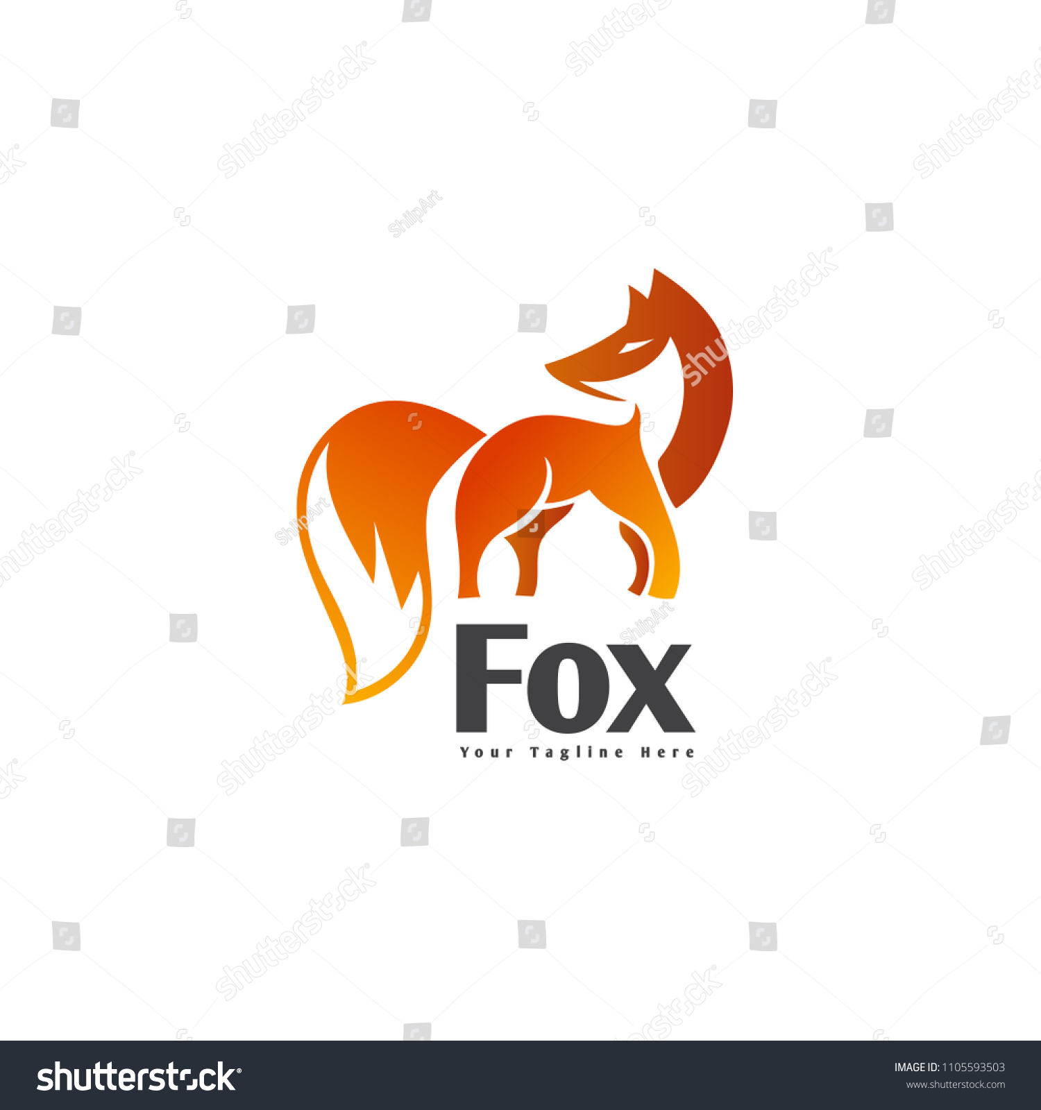 Elegant Stand Fox Logo Stock Vector (Royalty Free) 1105593503 ...