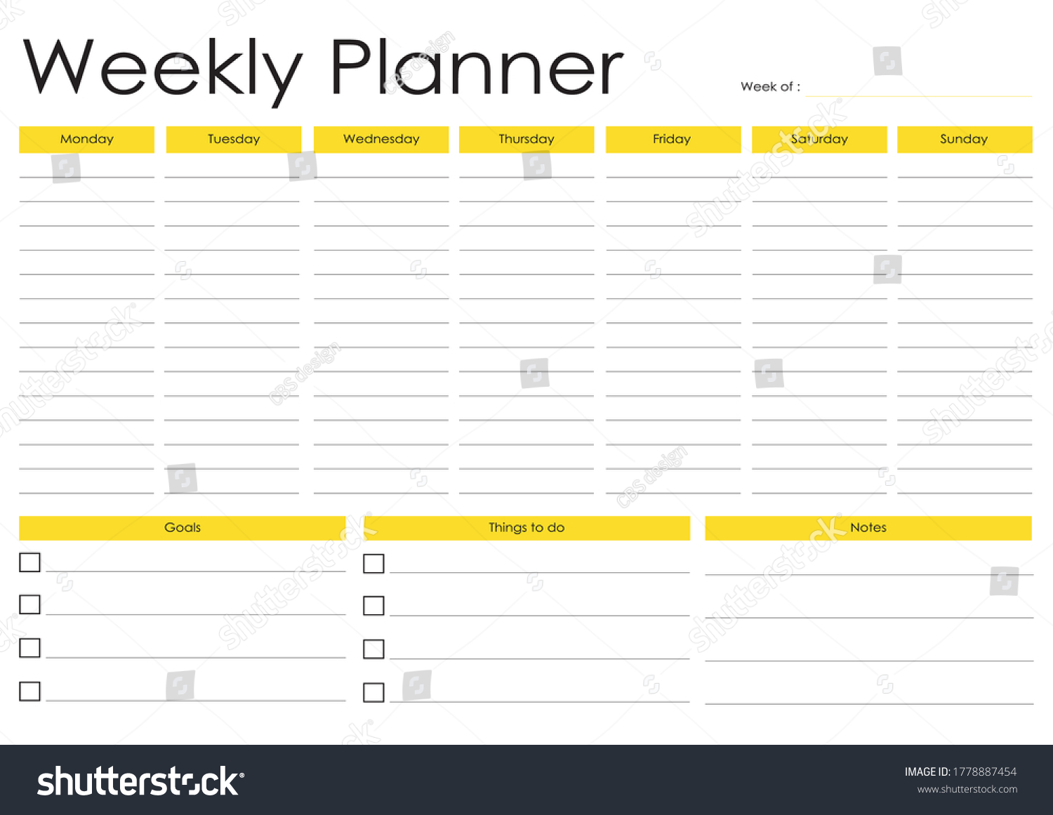 Elegant Weekly Planner Landscape Design Stock Vector (Royalty Free ...