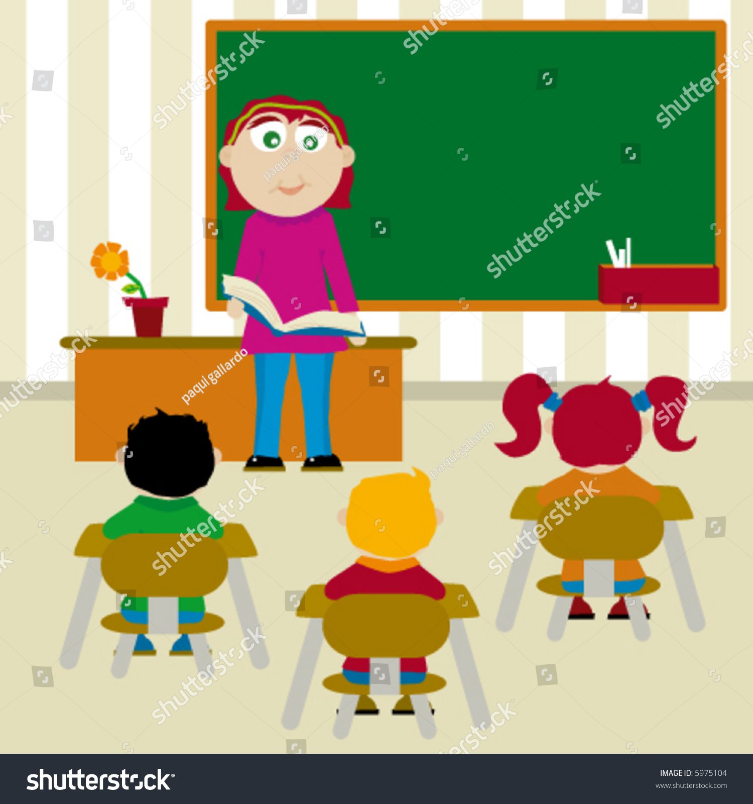 Elementary Class Teacher Teach Students Stock Vector (Royalty Free) 5975104