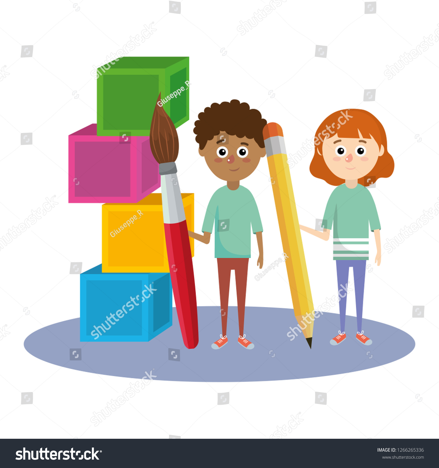 Elementary School Cartoon Stock Vector (Royalty Free) 1266265336 ...