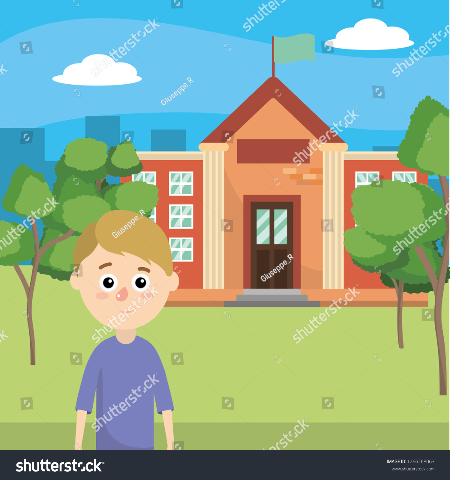 Elementary School Cartoon Stock Vector (Royalty Free) 1266268063 ...