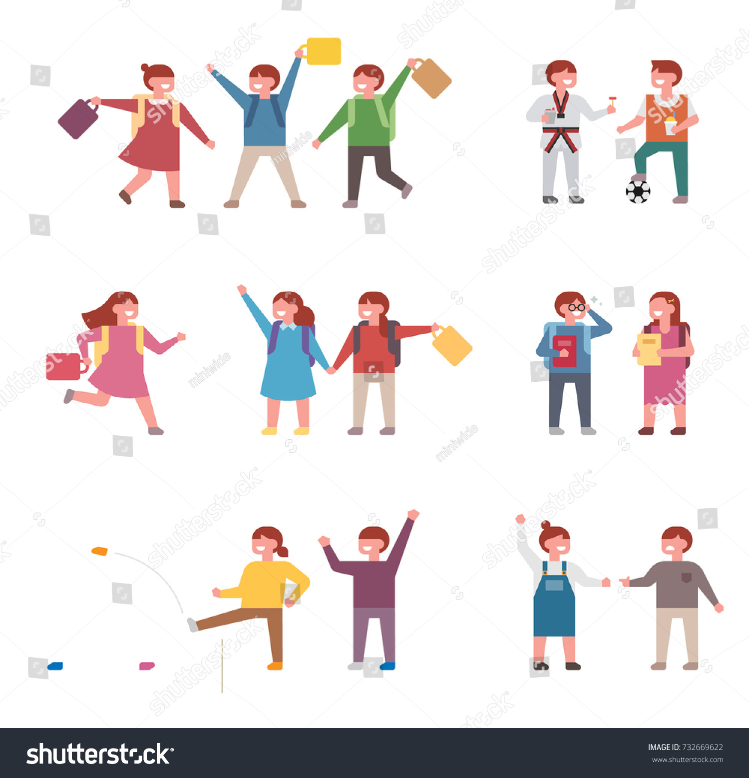 Elementary School Students Leaving School Vector Stock Vector (Royalty ...