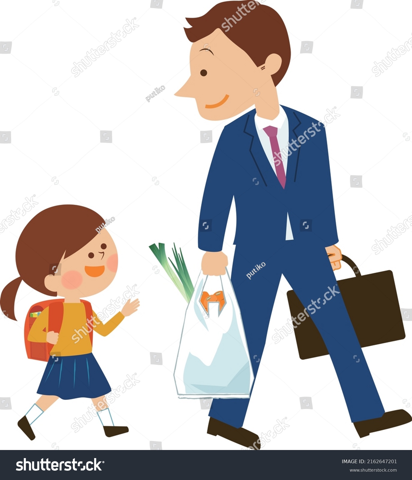 Elementary School Students Returning Together Dad Stock Vector (Royalty ...