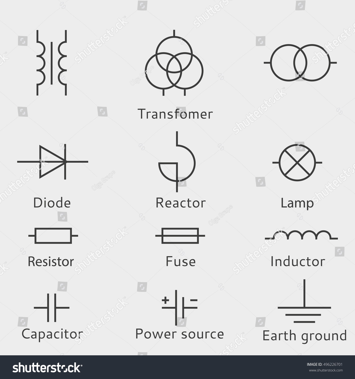 Elements Electrical Circuit Stock Vector (Royalty Free) 496226701 ...