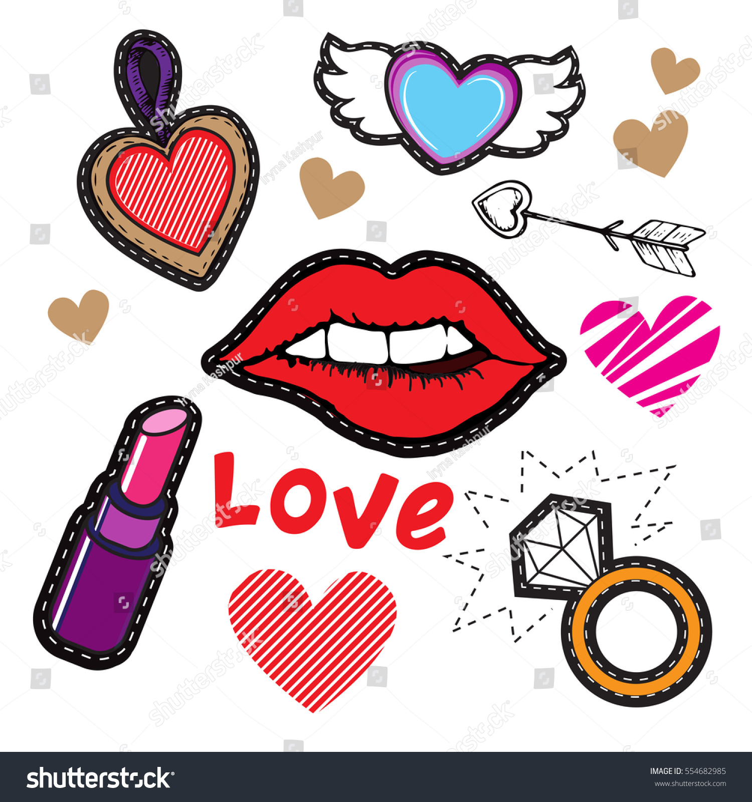 Elements Pop Art Valentines Day Stock Vector (Royalty Free) 554682985 ...