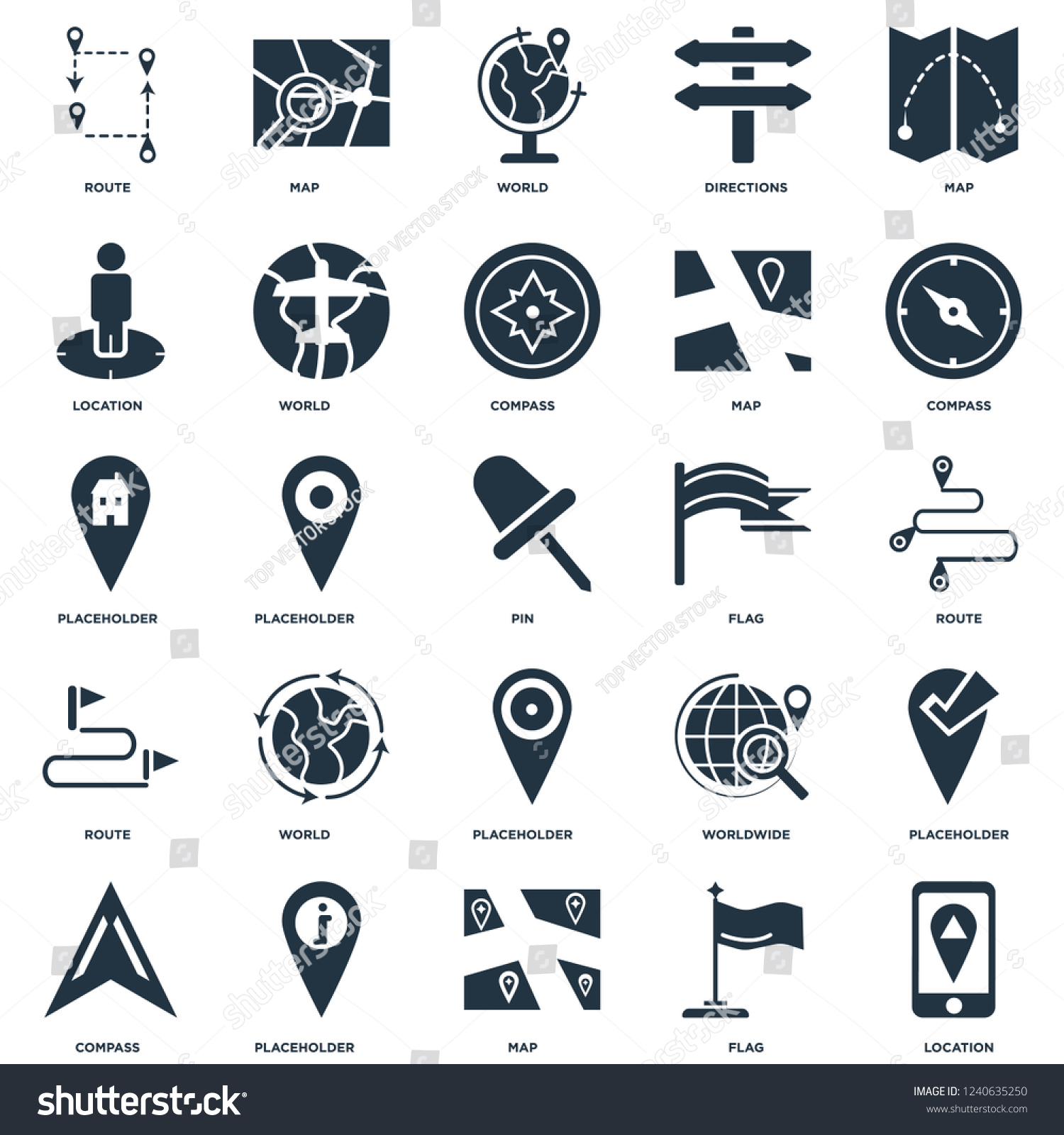 Elements Such Location Flag Map Placeholder Stock Vector (Royalty Free ...