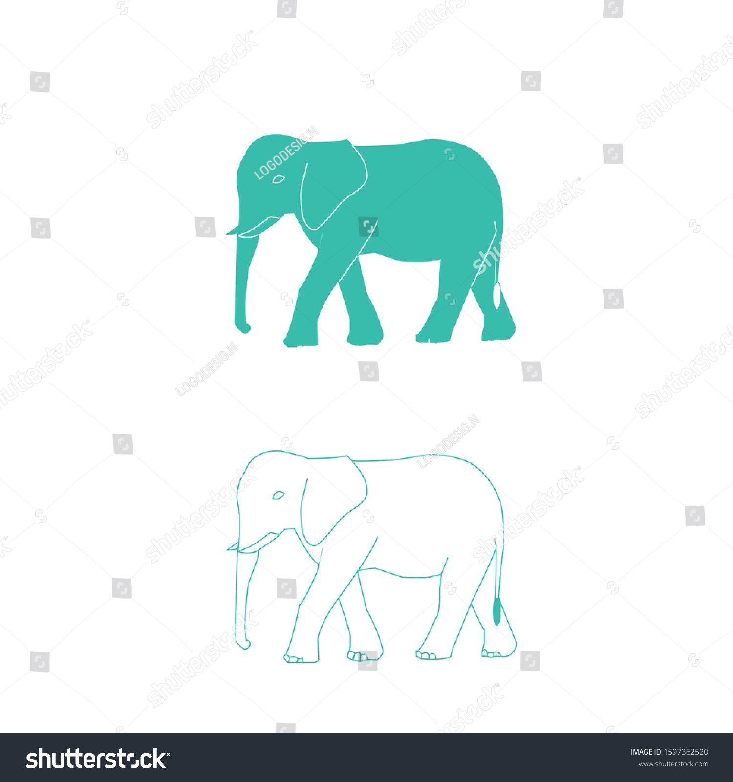 Elephant Art Logo Design Vector Stock Vector (Royalty Free) 1597362520 ...
