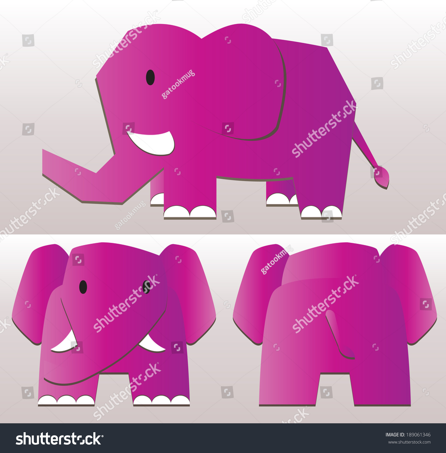 Elephant Cartoon Side View Front View Stock Vector (Royalty Free ...
