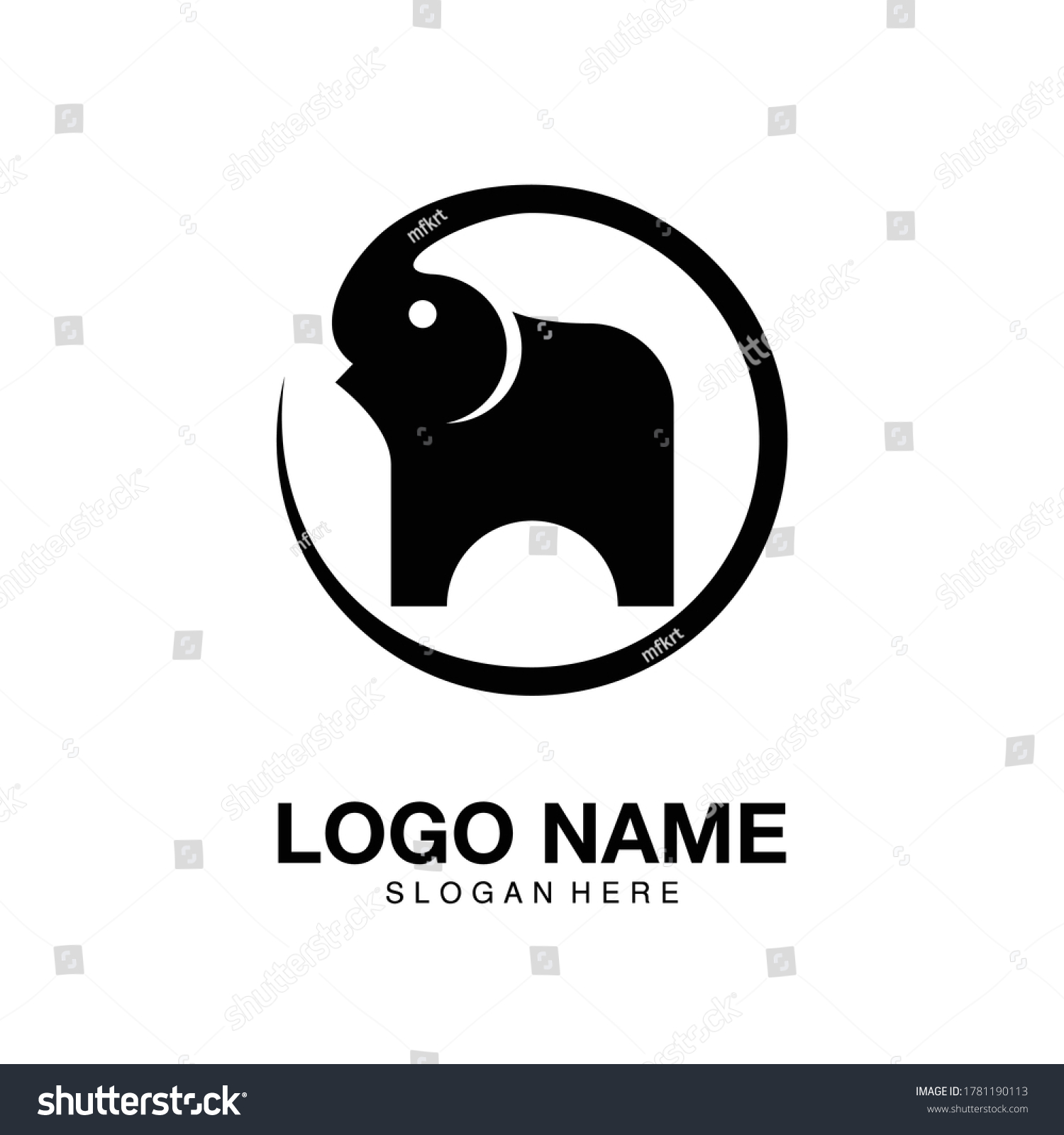Elephant Circle Logo Flat Modern Design Stock Vector (Royalty Free ...