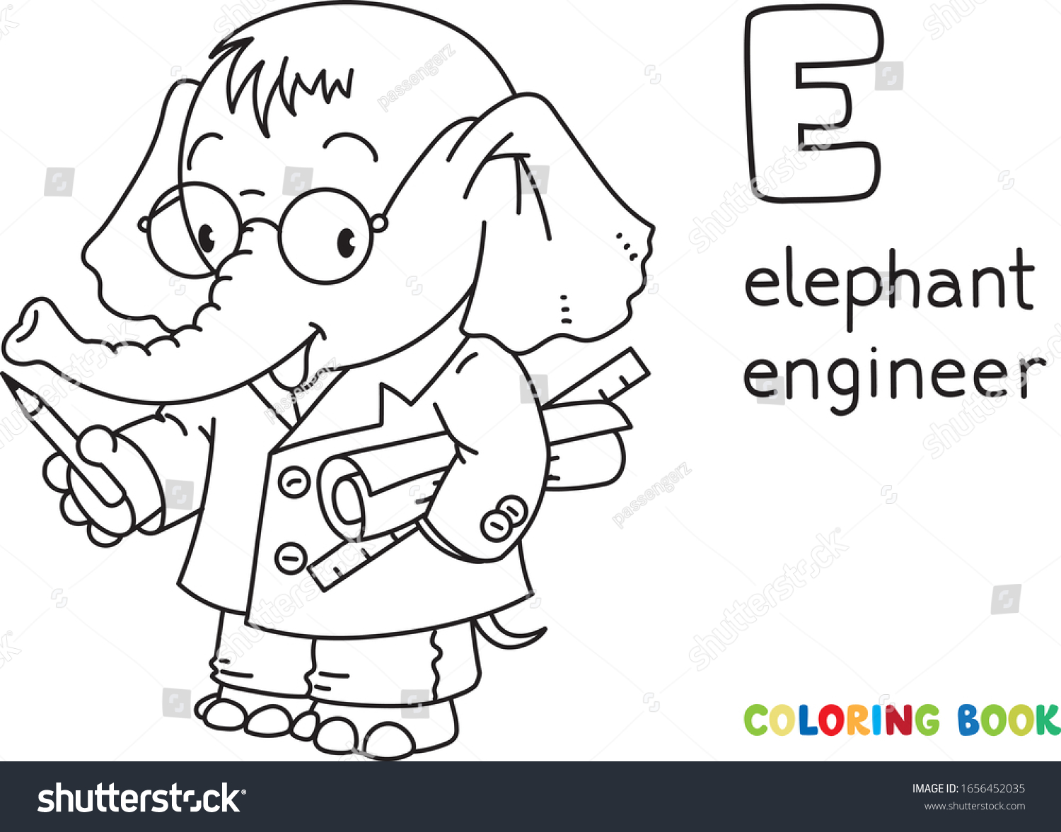 Elephant Engineer Abc Coloring Book Alphabet Stock Vector (Royalty Free ...