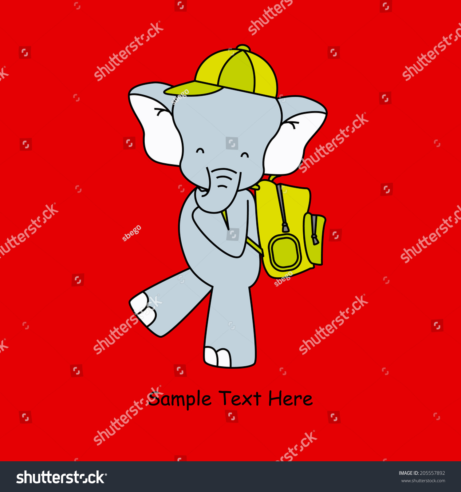 Elephant Goes School Backpack Stock Vector (Royalty Free) 205557892