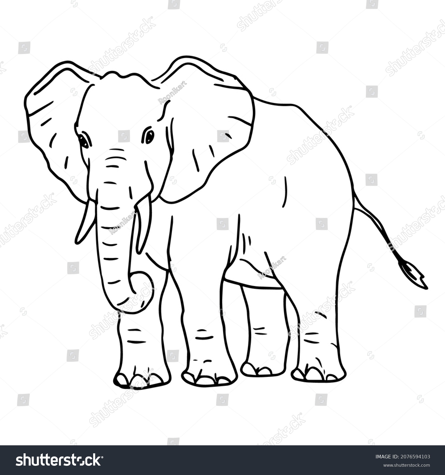 Elephant Doodle Style Isolated Vector Stock Vector (Royalty Free ...