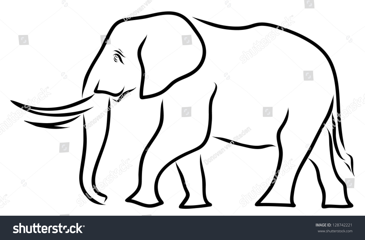 Arte de línea elefante: vector de stock (libre de regalías) 128742221 ...