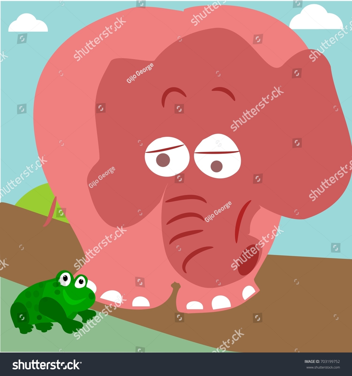 Elephant Meets Frog Vector Illustration Stock Vector (Royalty Free ...