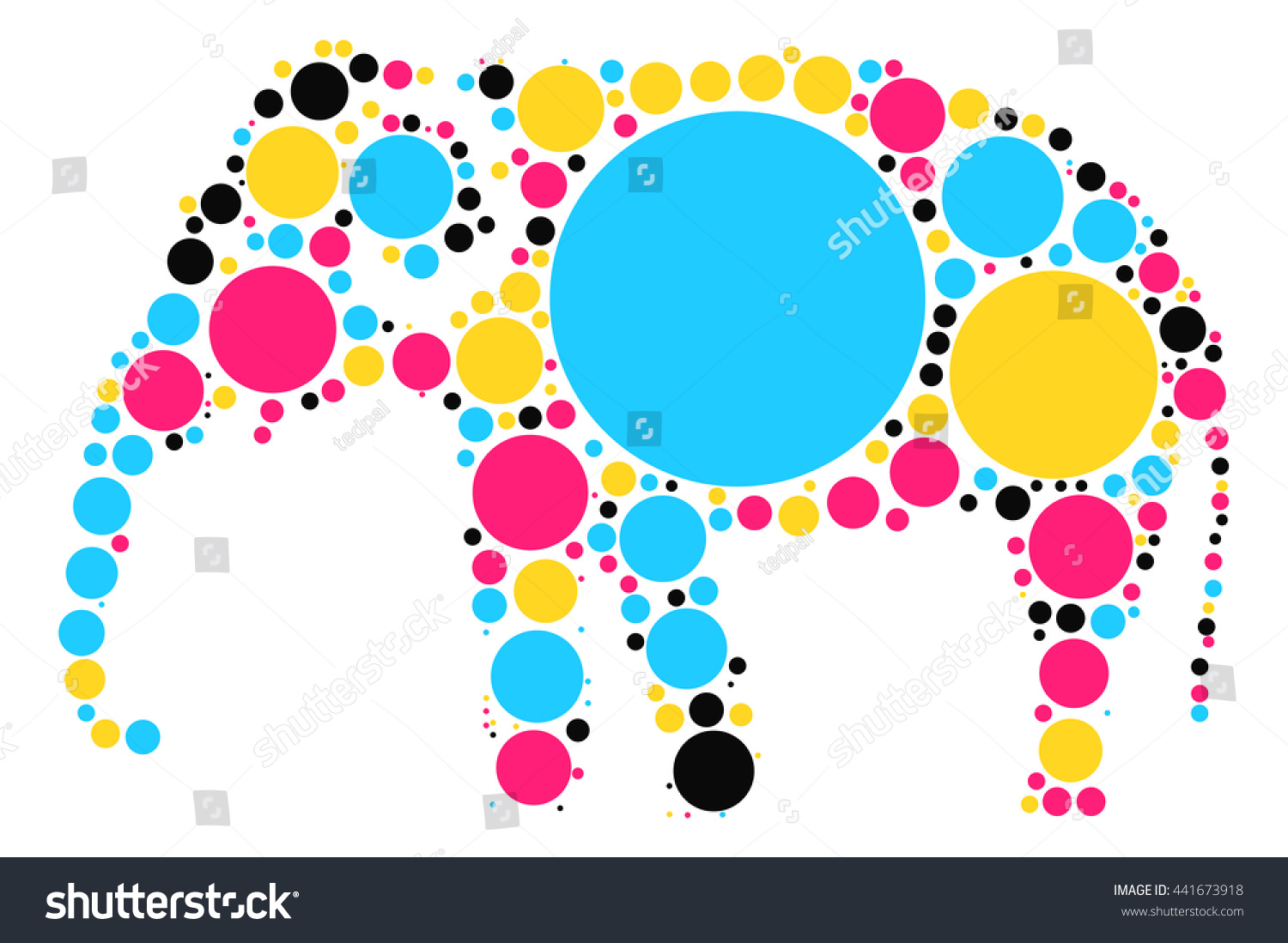 Elephant Shape Vector Design By Color Stock Vector (Royalty Free) 441673918