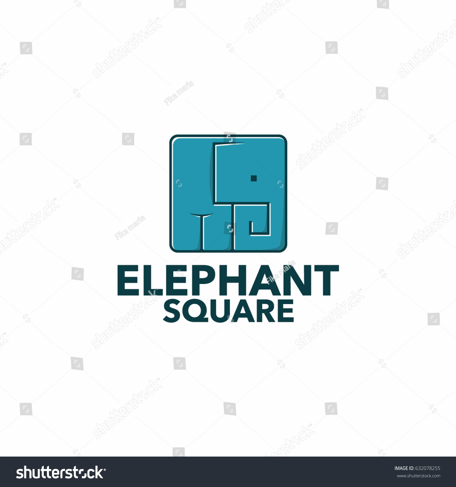 Elephant Square Logo Template Design Stock Vector (Royalty Free) 632078255