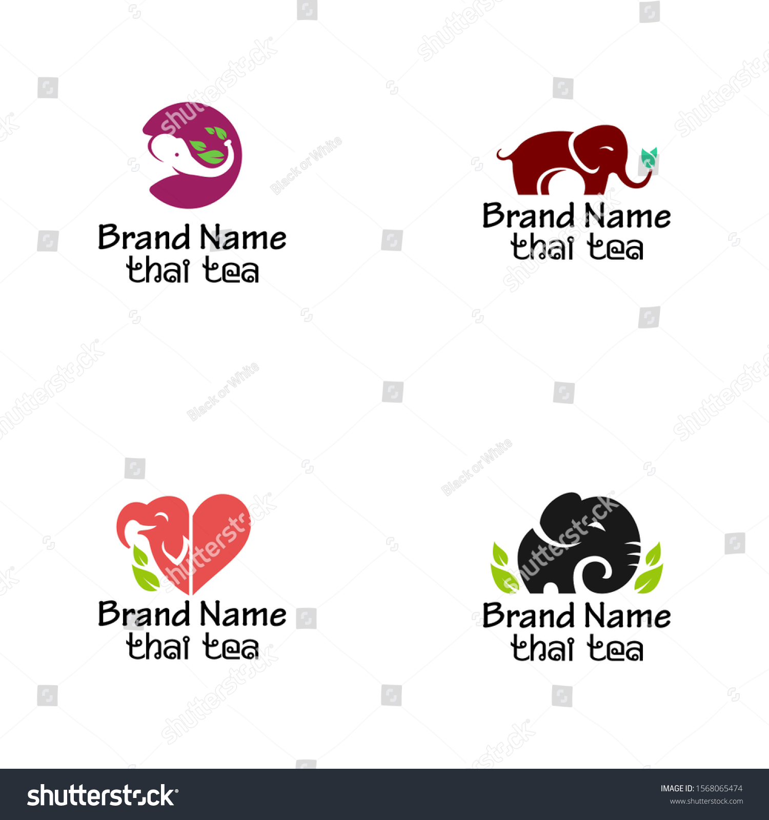 Elephant Thai Tea Logo Design Vector Stock Vector (Royalty Free) 1568065474