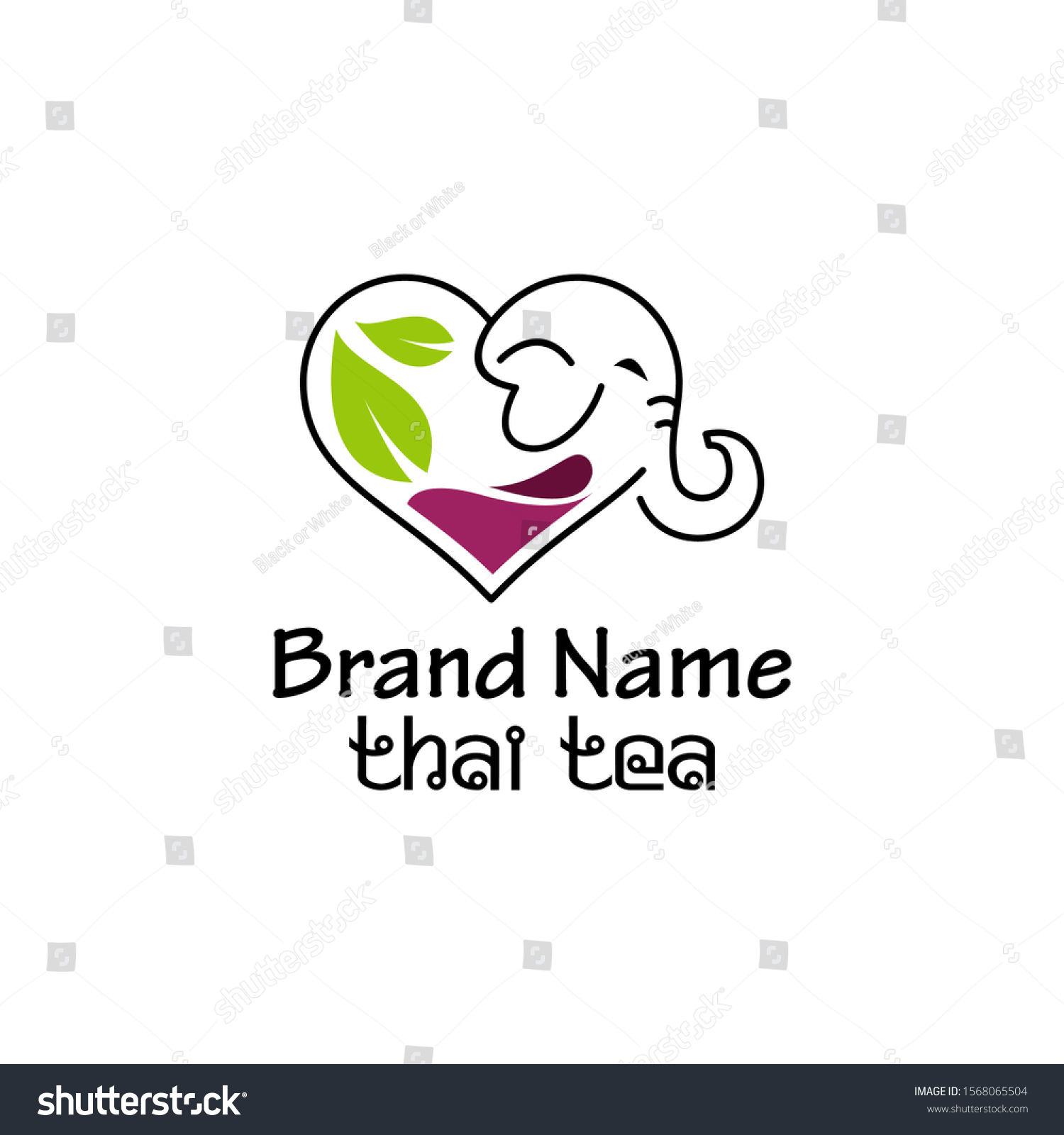 Elephant Thai Tea Logo Design Vector Stock Vector (Royalty Free) 1568065504