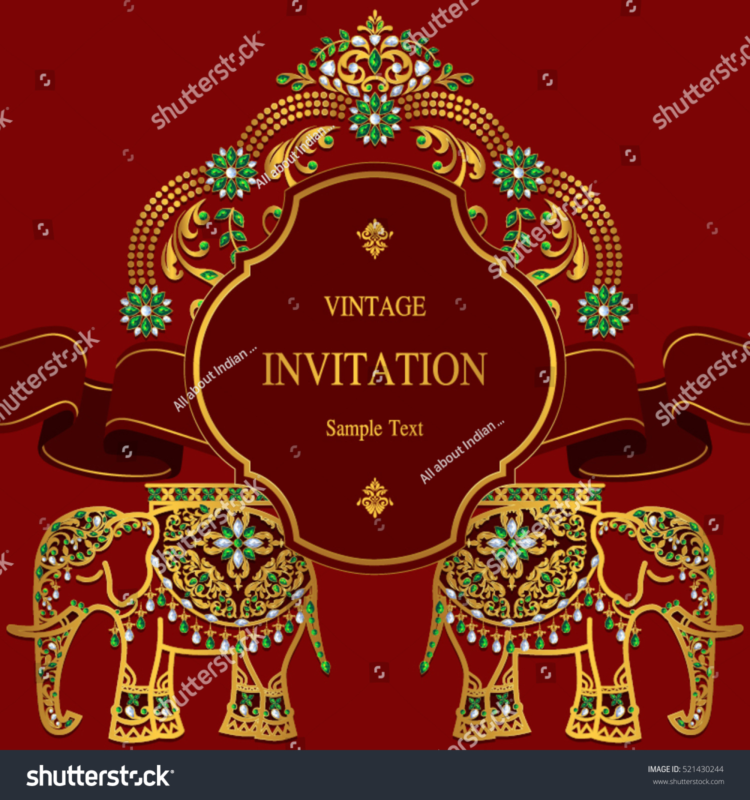 Elephant Wedding Card Stock Vector (Royalty Free) 521430244