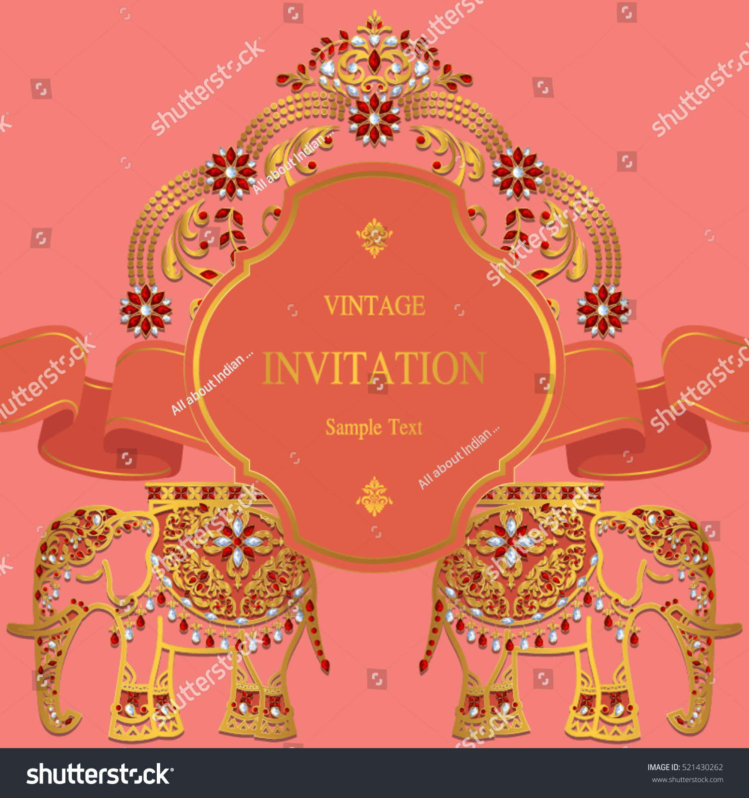 Elephant Wedding Card Stock Vector (Royalty Free) 521430262