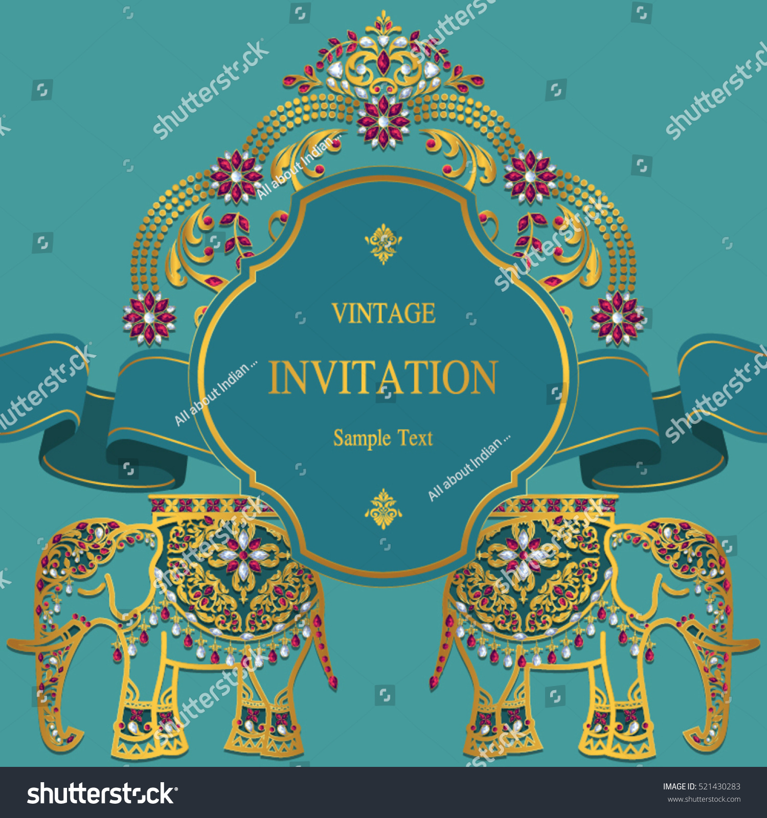 Elephant Wedding Card Stock Vector (Royalty Free) 521430283 | Shutterstock