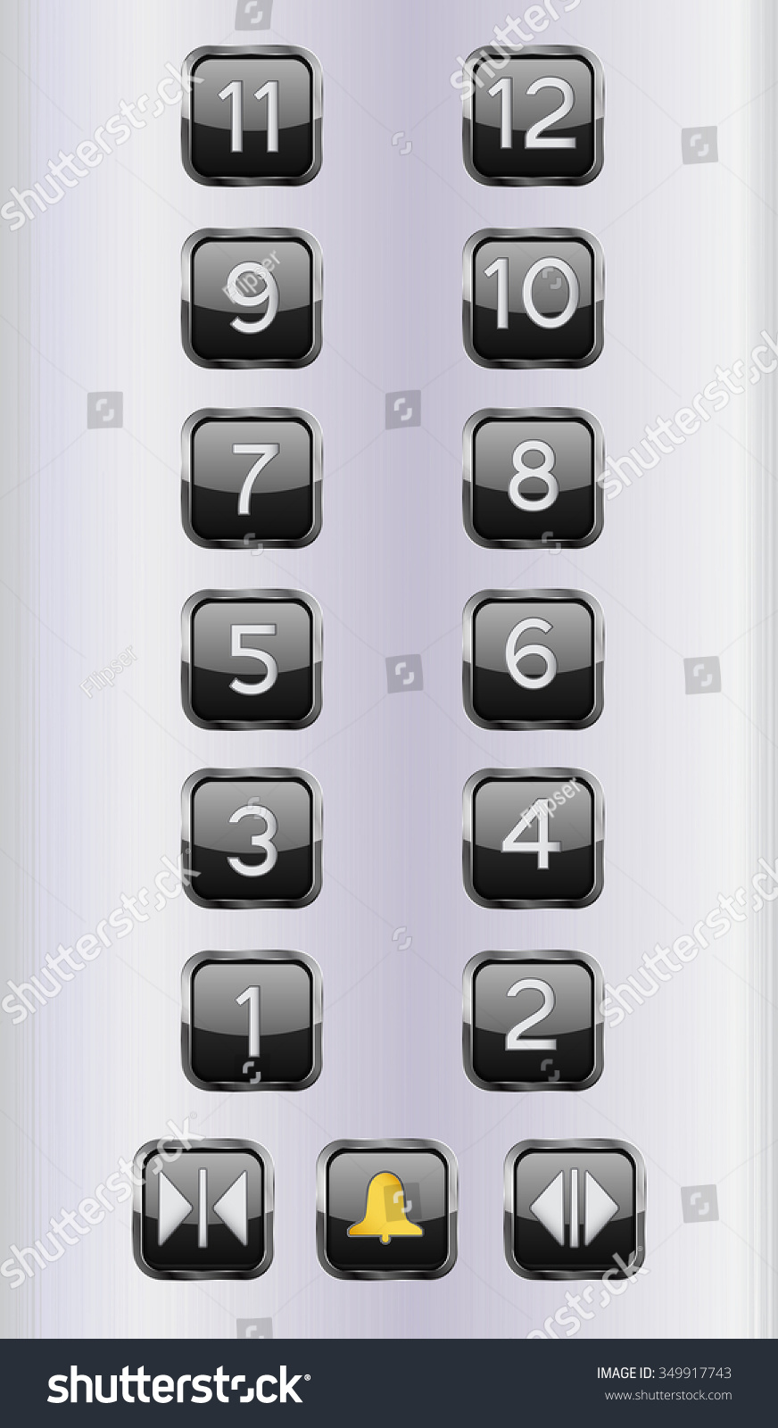Vektor Stok Elevator Buttons Lift Panel Vector Isolated (Tanpa Royalti ...