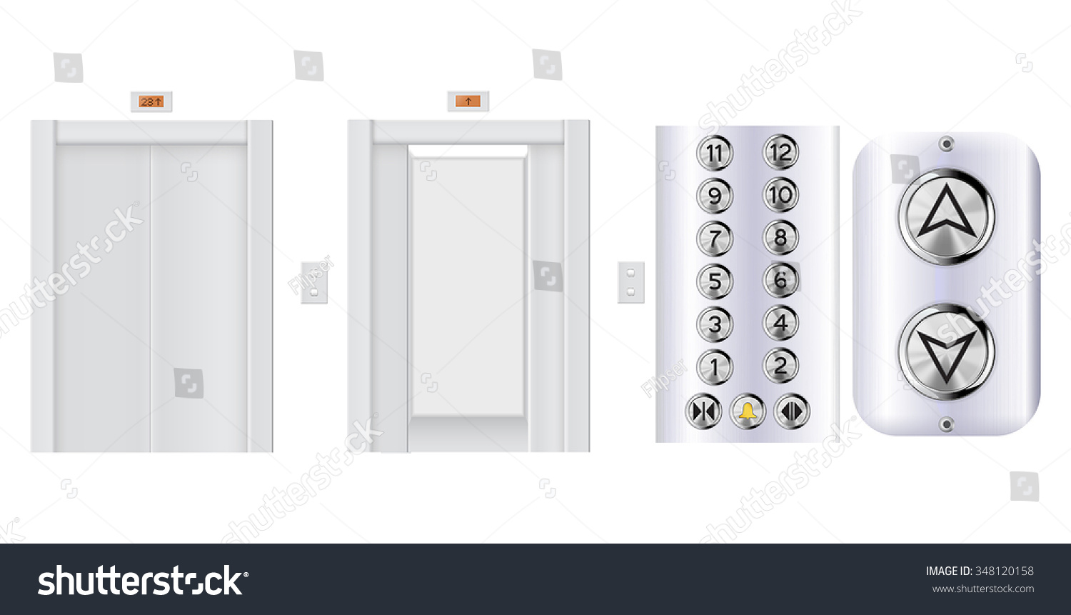 Elevator Buttons Panel Elevator Open Doors Stock Vector (Royalty Free ...