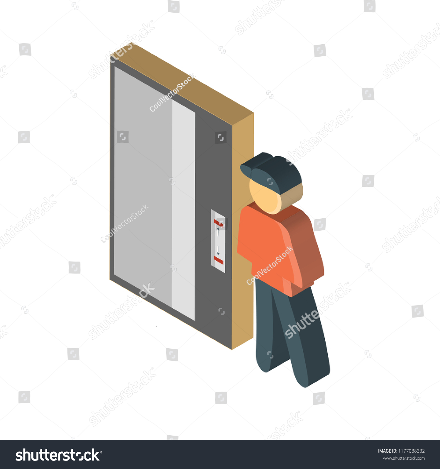 Elevator Isometric Left Top View 3d Stock Vector (Royalty Free) 1177088332