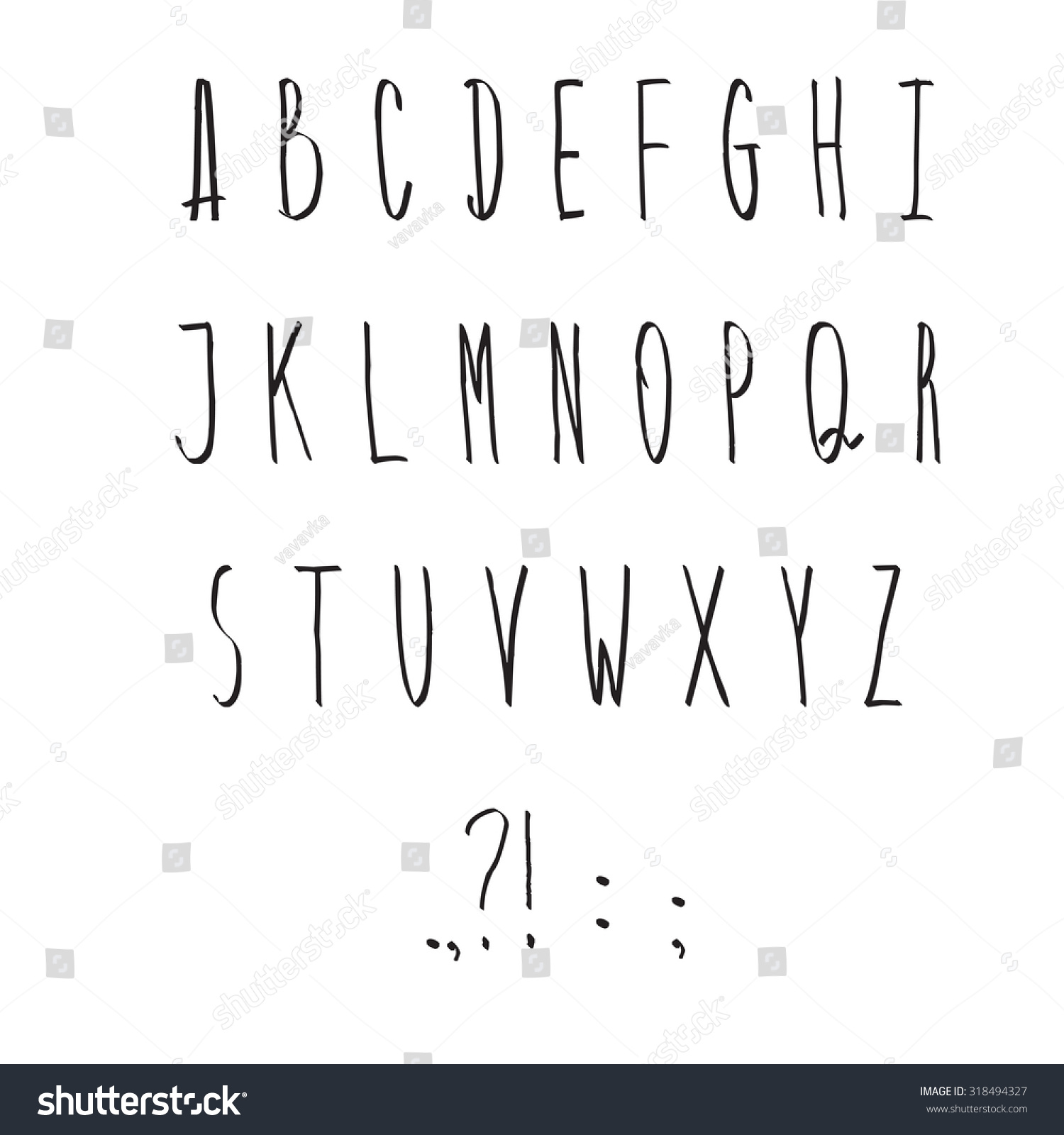 Elongated Thin Font: vector de stock (libre de regalías) 318494327 ...