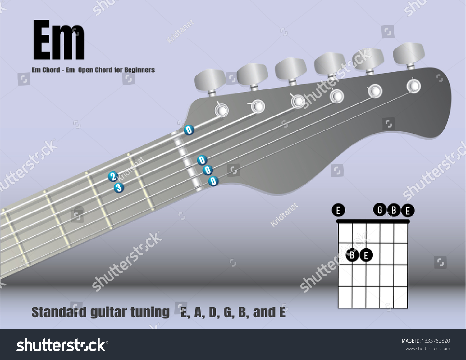Em Chord E Minor Open Chord Stock Vector (Royalty Free) 1333762820 ...