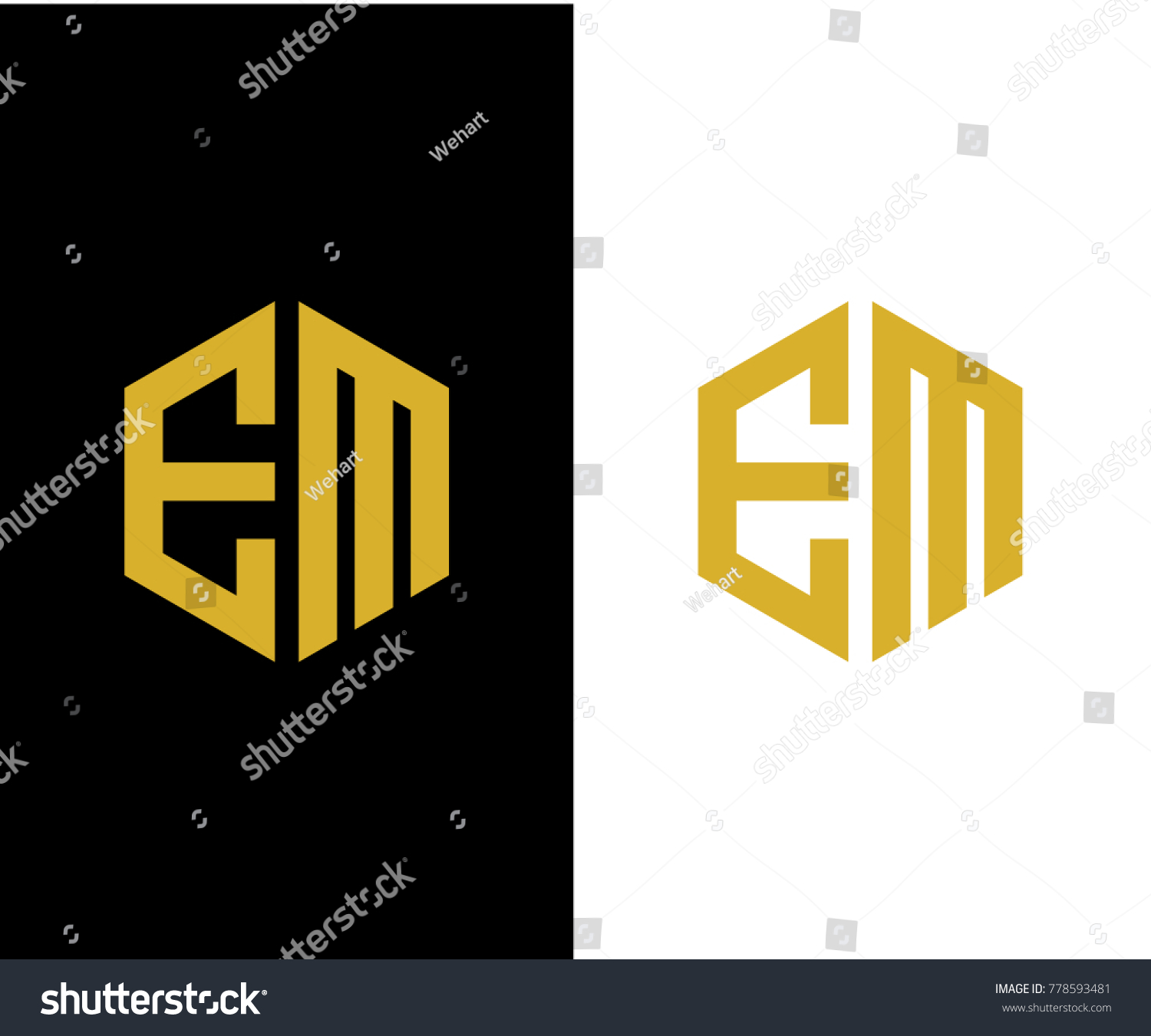 Em Initial Hexagon Icon Letter Logo Stock Vector (Royalty Free ...