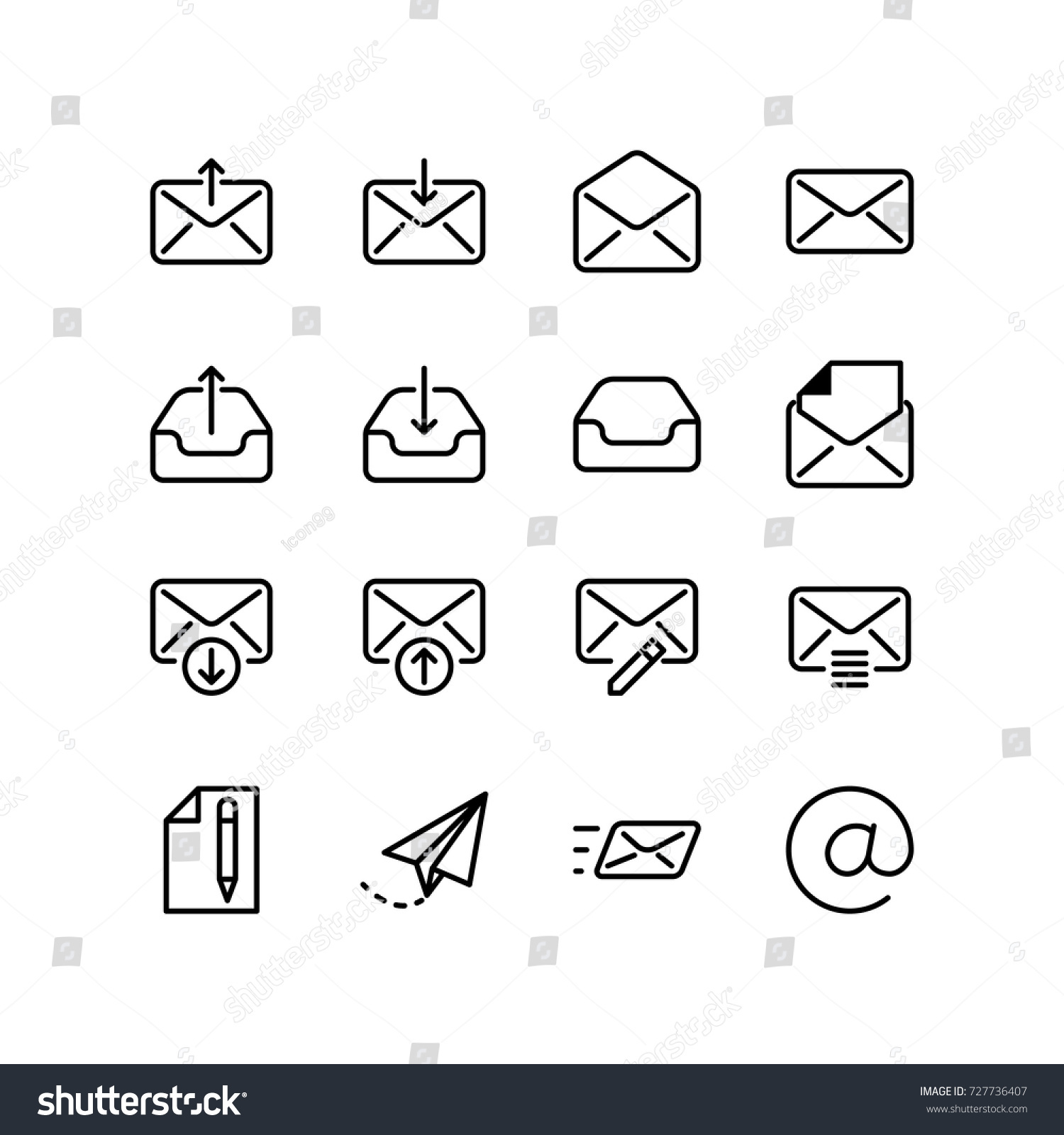 Email Internet Icon Set Stock Vector (Royalty Free) 727736407