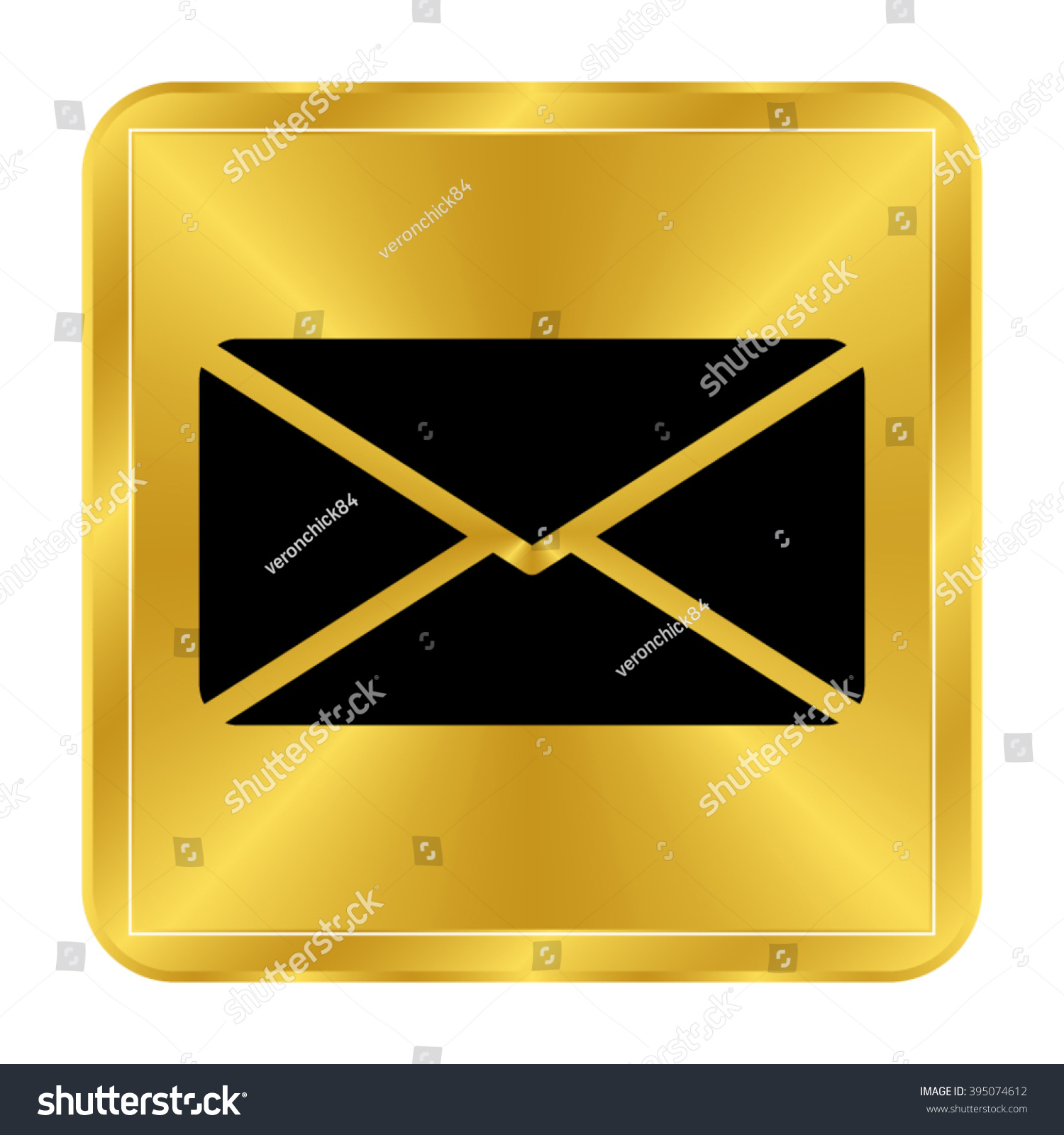 Email Black Vector Icon Gold Button Stock Vector (Royalty Free) 395074612
