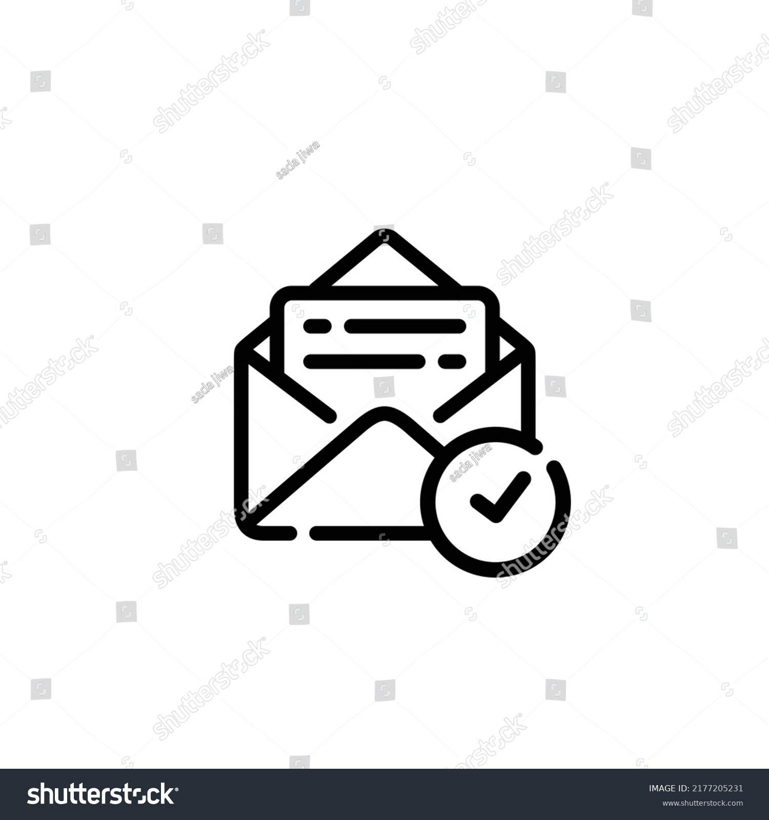 Email Check Mark Line Icon Message Stock Vector (Royalty Free ...