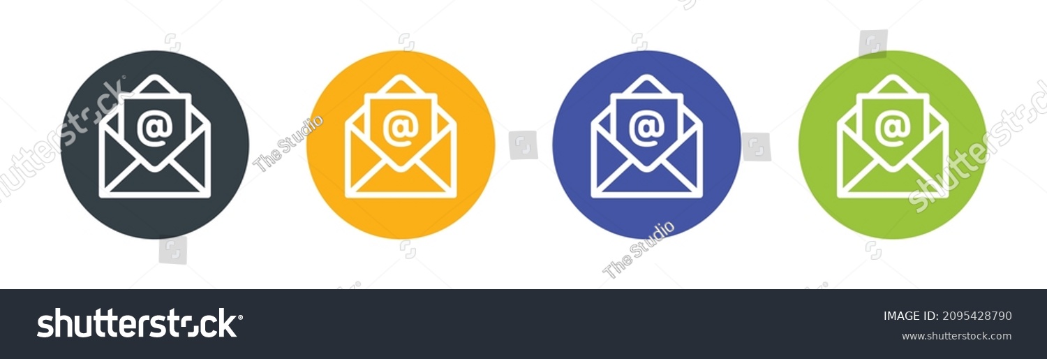 Email Icon Set Open Envelope Mail Stock Vector (Royalty Free ...
