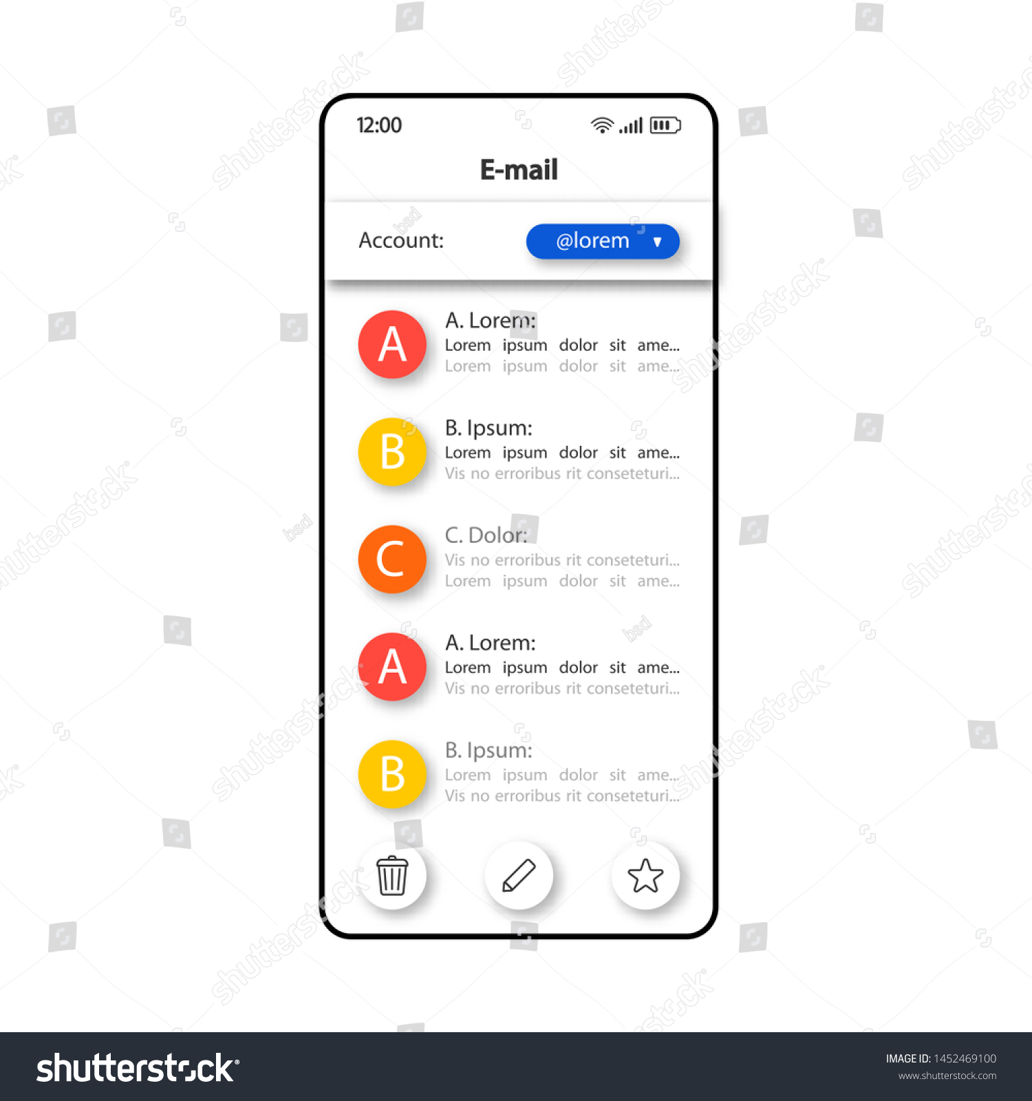 Email Notifications Smartphone Interface Vector Template Stock Vector ...