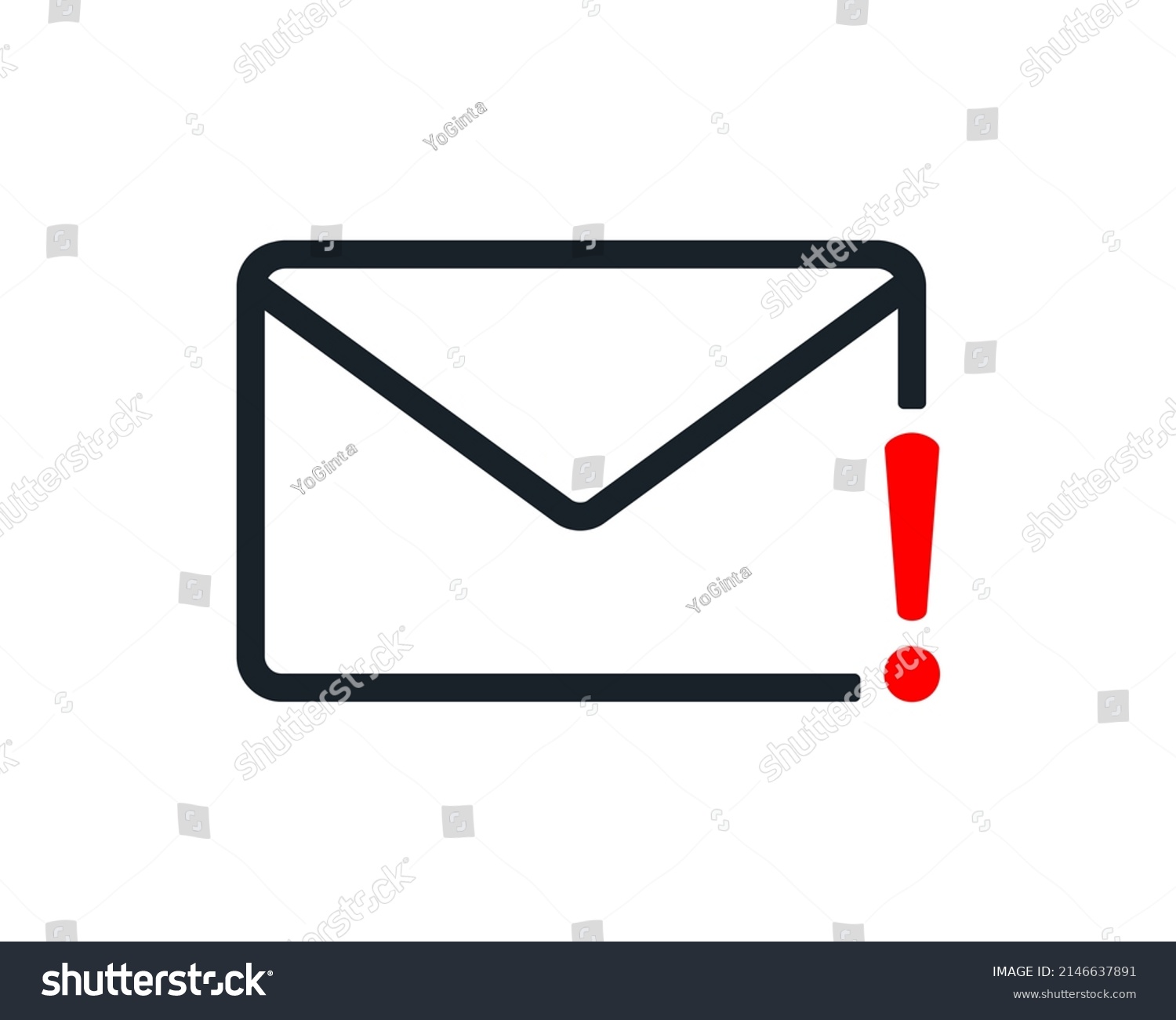 Email Warning Icon Email Envelope Alert Stock Vector (Royalty Free ...