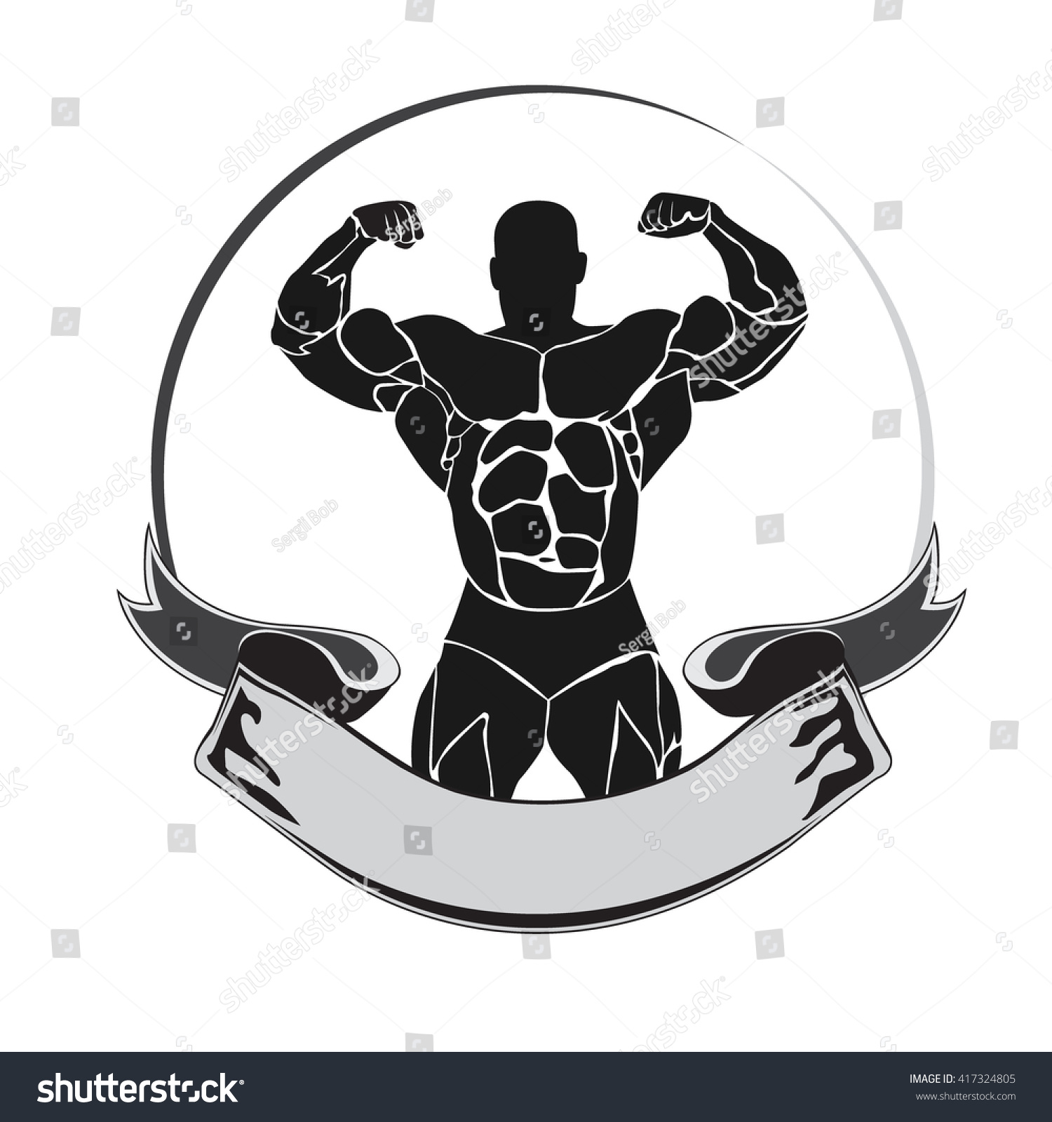 Emblem Bodybuilder Icon Vector Illustration Stock Vector (Royalty Free ...