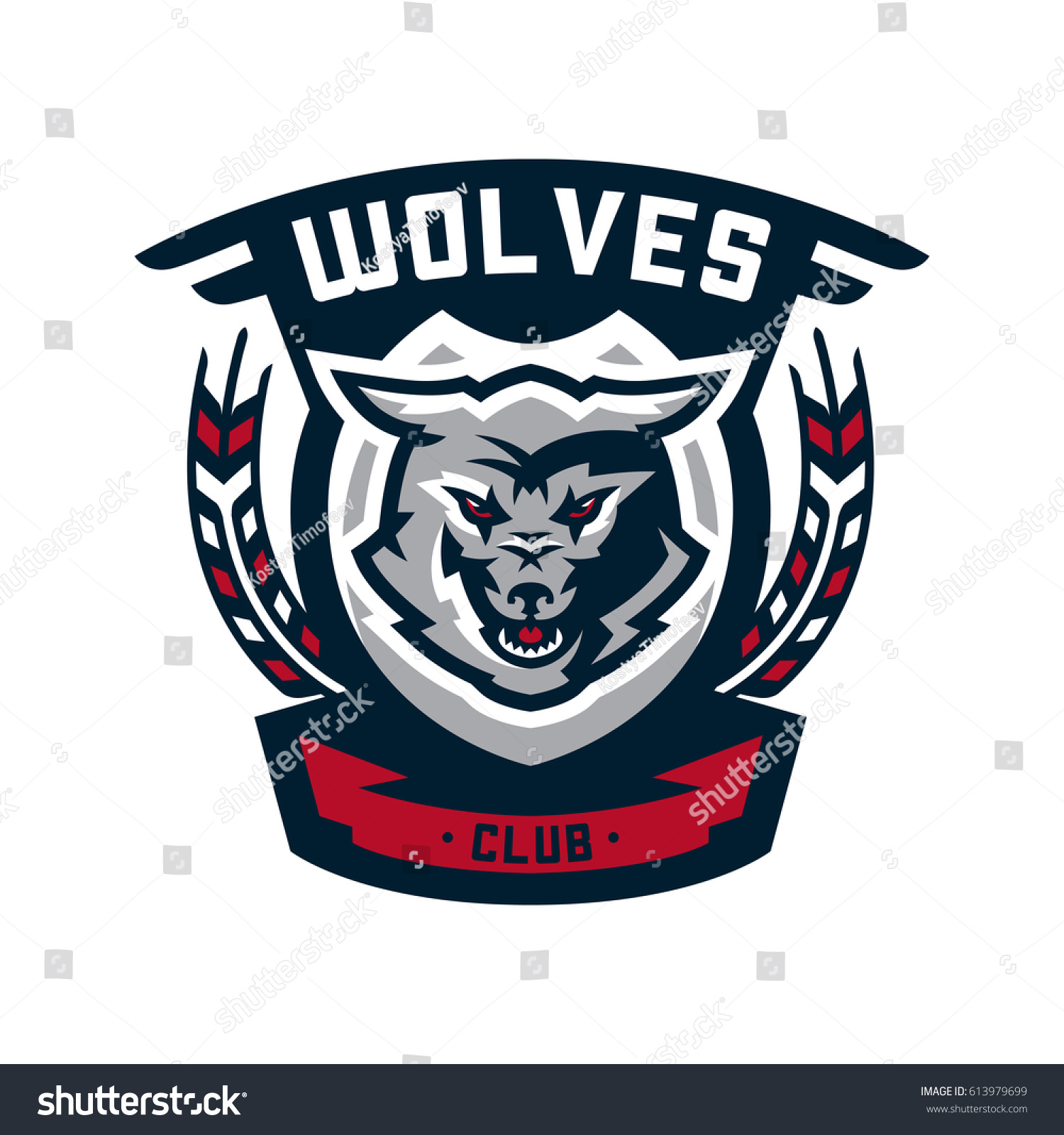 Emblem Logo Sticker Aggressive Wolf Ready Stock Vector (Royalty Free ...