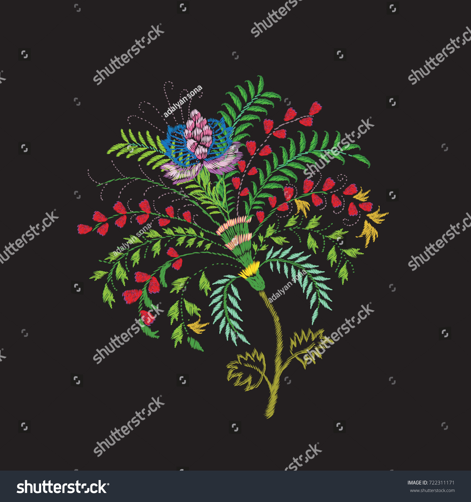 Embroidery Stock Vector (Royalty Free) 722311171