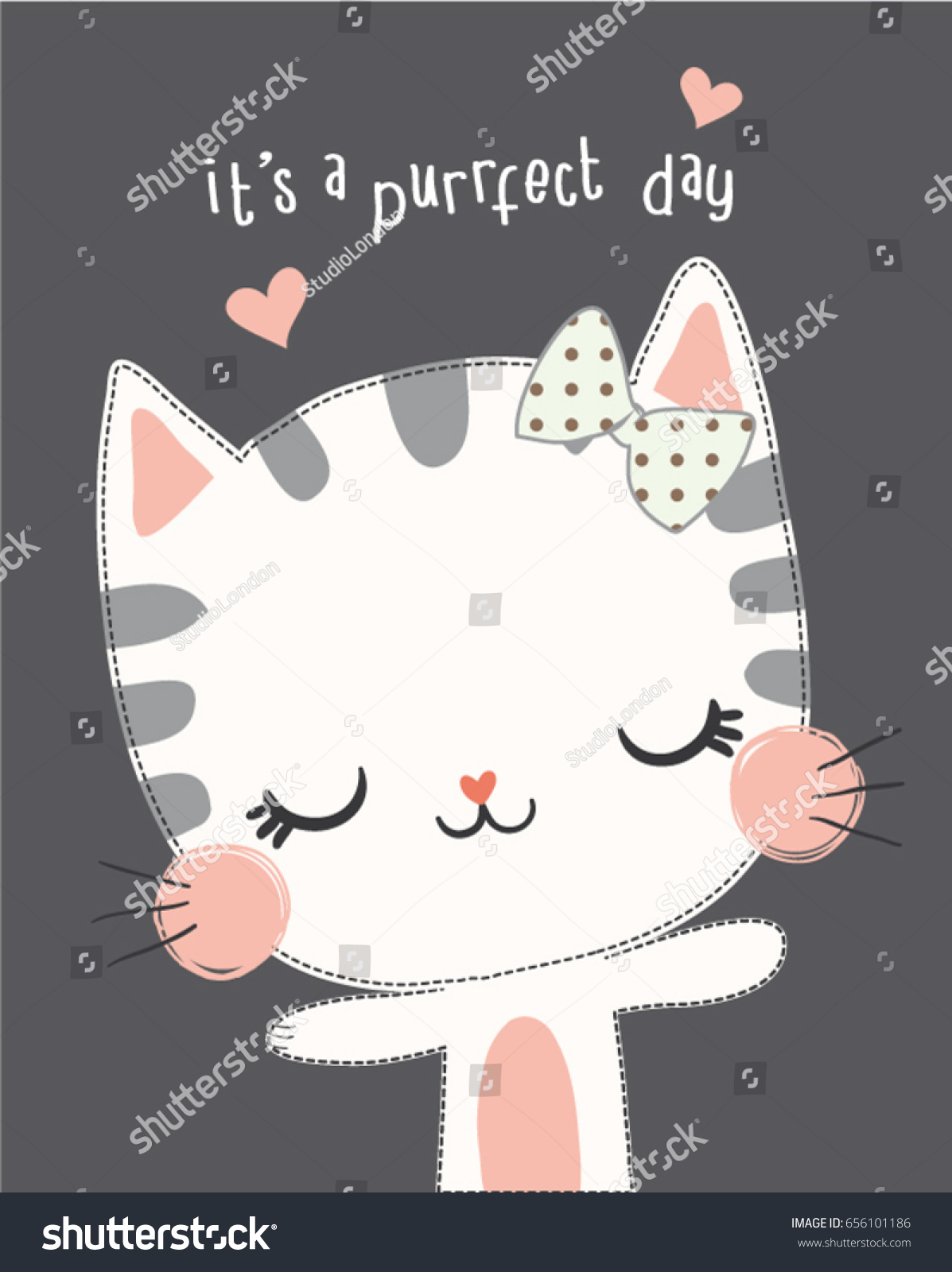 Embroidery Cute Cat Vector Design Stock Vector (Royalty Free) 656101186 ...