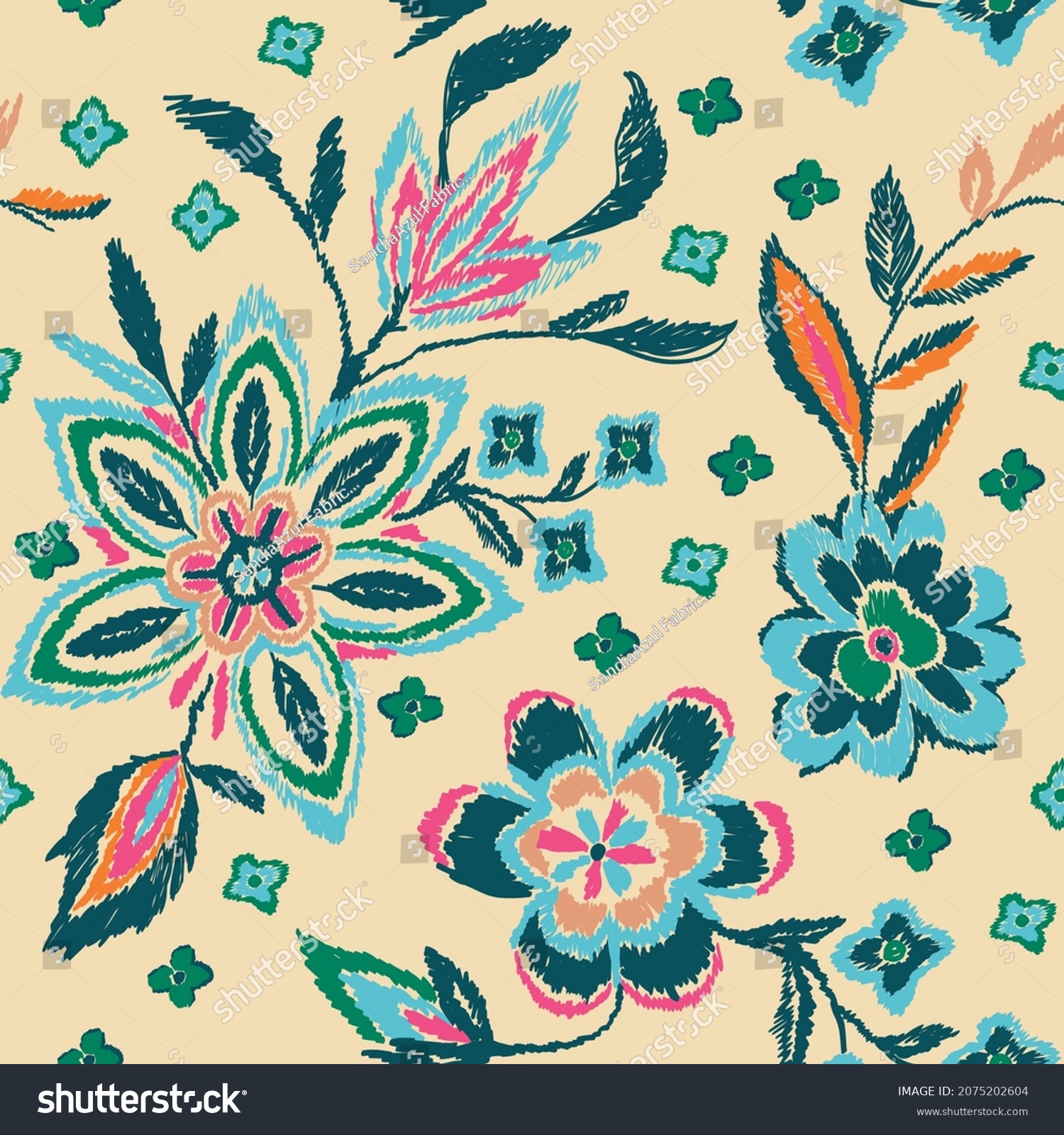 Embroidery Pattern Background Fabric Clothes Texture Stock Vector ...