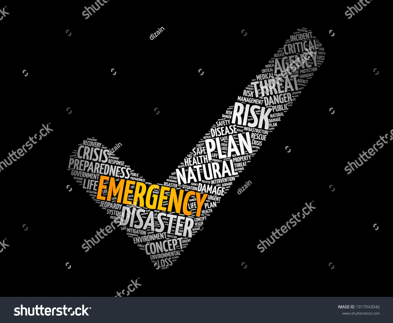 Emergency Check Mark Word Cloud Collage Stock Vector (Royalty Free ...