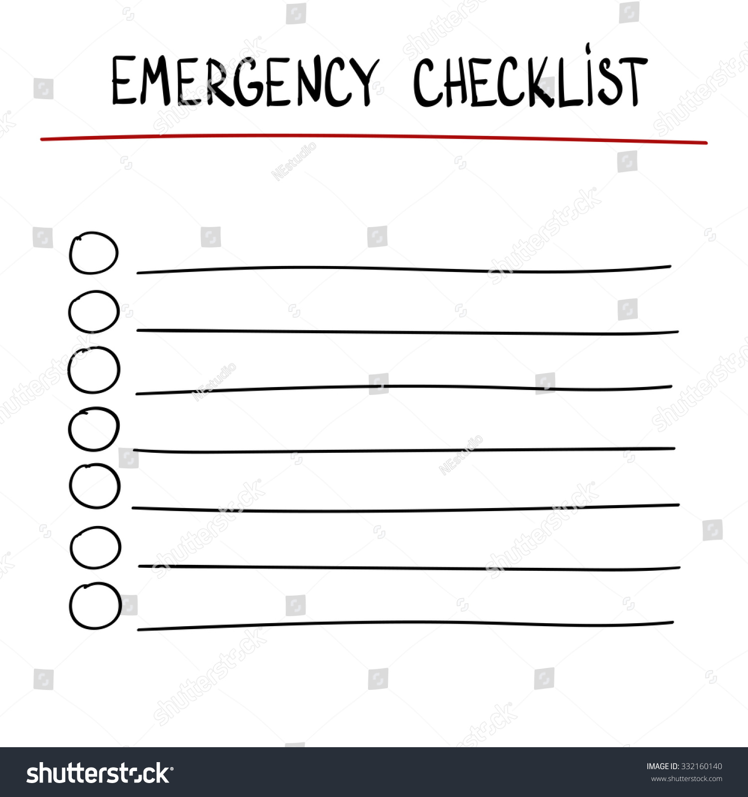 Emergency Checklist White Background Stock Vector (Royalty Free) 332160140