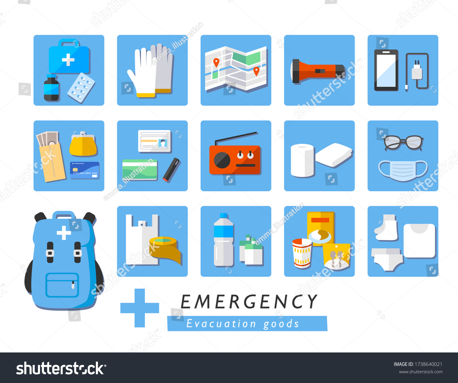 Emergency Evacuation Goods Vector Set Stock Vector (Royalty Free ...