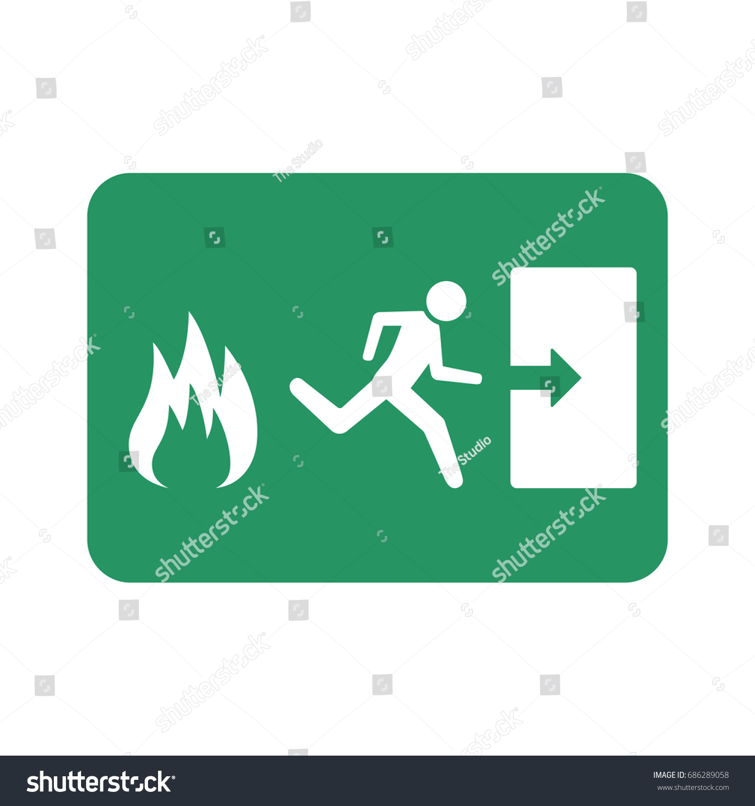Emergency Exit Direction Safe Condition Sign Stock Vector (Royalty Free ...