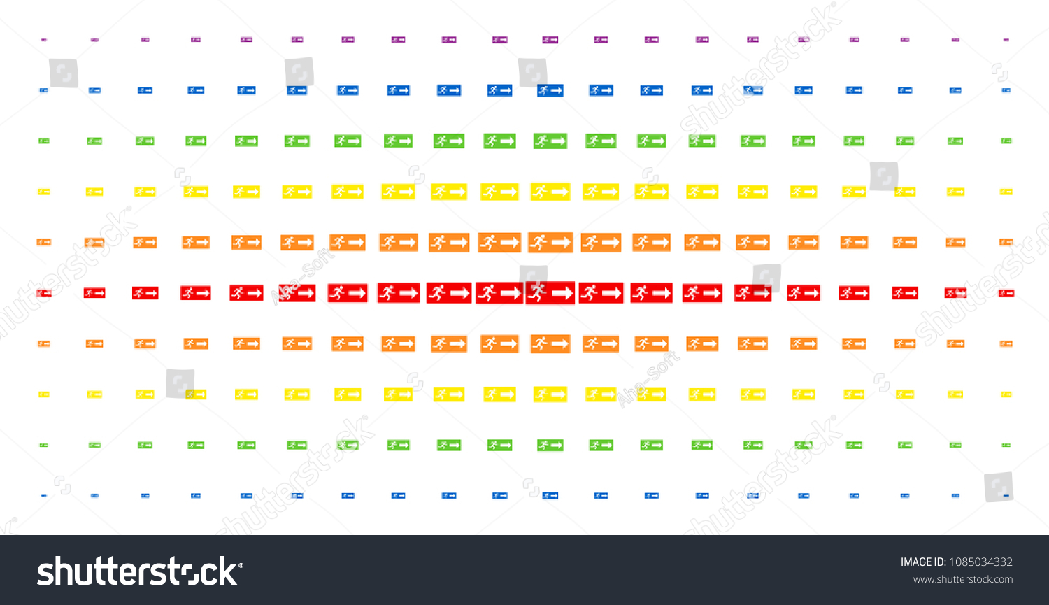 Emergency Exit Icon Rainbow Colored Halftone: เวกเตอร์สต็อก (ปลอดค่า ...