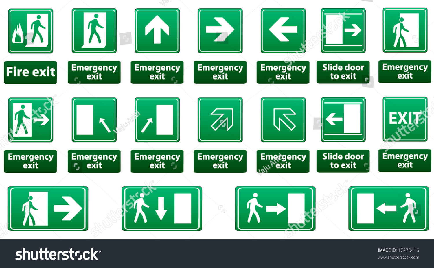 Vektor Stok Emergency Exit Sign Vector Pack Full (Tanpa Royalti ...